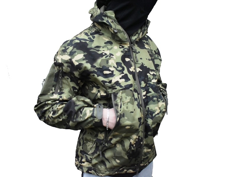 Jakna SOFT SHELL GREEN-BLACK MULTICAM