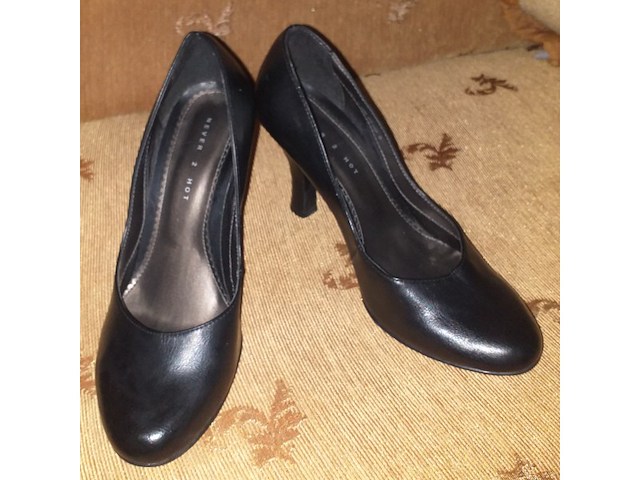 Ženske kožne crne cipele štikla=10cm br.39-never 2 hot