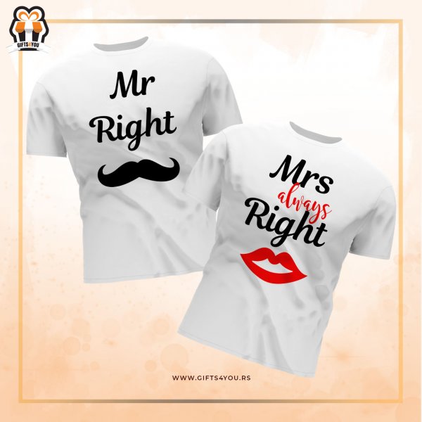 Majica za parove - Mr RIGHT and Mrs ALWAYS right