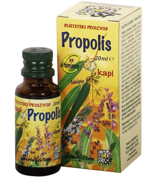 SINEFARM PROPOLIS KAPI SA NANOM, ŽALFIJOM, EUKALIPTUSOM I VITAMINOM C 20 ML