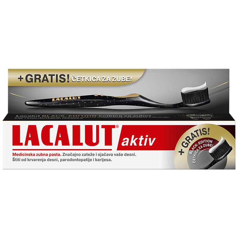 LACALUT AKTIV 75ML + CRNA ČETKICA GRATIS