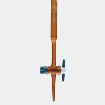 Mohrova bireta ISOLAB, PTFE ventil, 50 ml, klasa AS, smeđa boja
