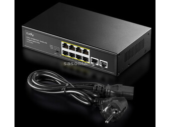 Cudy FS1010PG 8-Port 10/100M PoE+ Switch, 2 Uplink 10/100/1000M, 120W, 250m, 4KV protection, steel