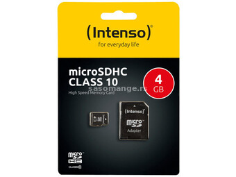 Intenso micro SD kartica 4GB class 10 (SDHC &amp; SDXC) sa adapterom - SDHCmicro+ad-4GB/Class10
