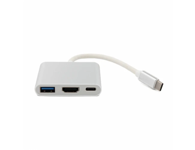 3G (83654) adapter tip C (muški) na tip C (ženski),HDMI (ženski),USB (ženski) beli