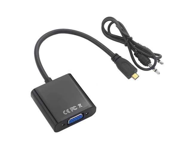 3G (83480) adapter micro HDMI (muški) na VGA (ženski) + audio crni