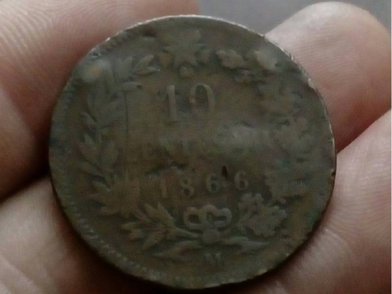 Italija, 10 centesimi 1866