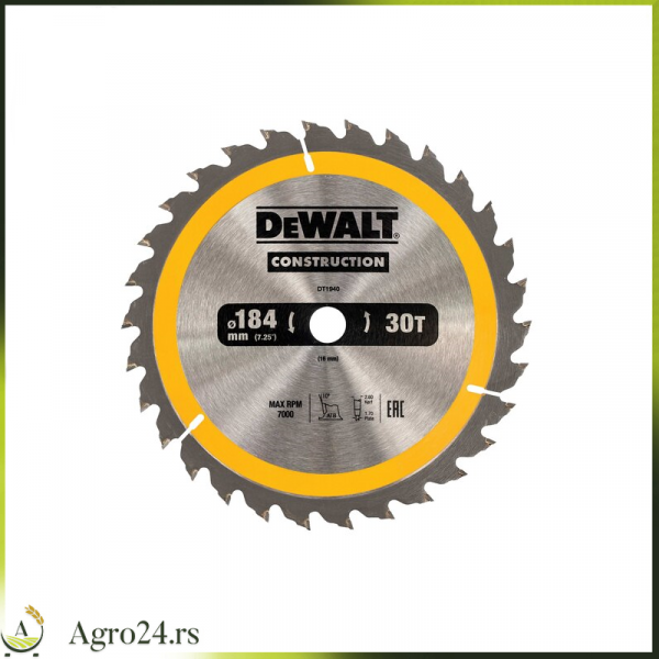 DEWALT®DT1940 list kružne testere za građevinske materijale, 184 mm, 30T