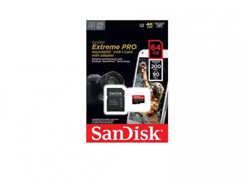 SANDISK SDXC 64GB MICRO EXTREME PRO 200MB/S A2 C10 V30 UHS-I US+AD