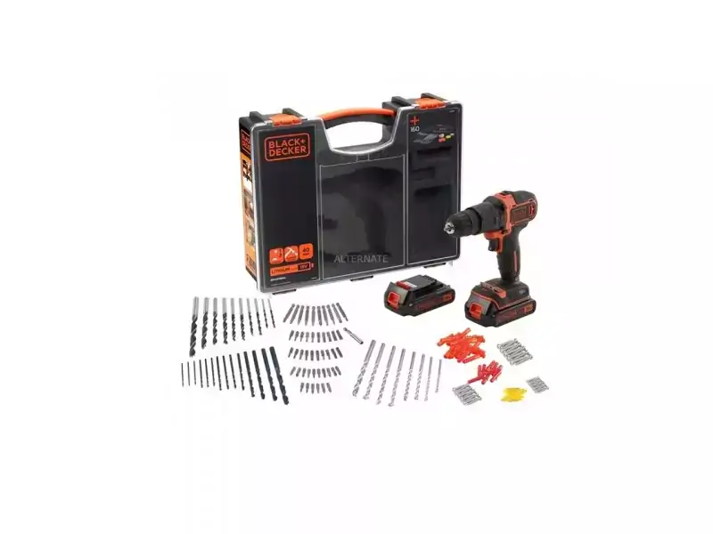 BLACK&DECKER BDCHD18BOA AKUMULATORSKA BUŠILICA-ODVRTAČ 18V + ORGANIZATOR + PRIBOR