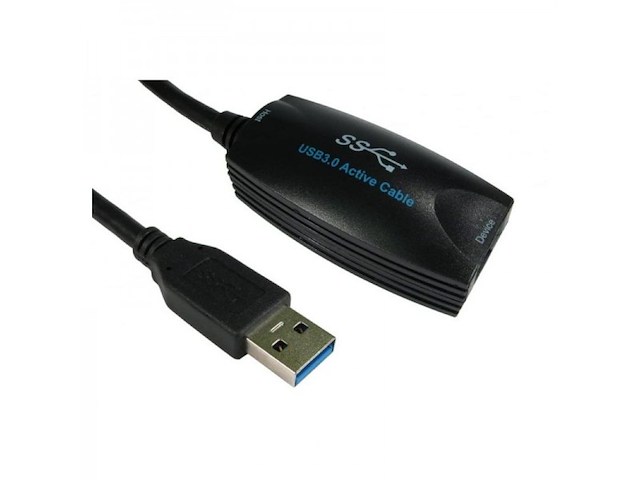 E-green Kabl sa pojačivačem 3.0 USB A (M) - USB A (F) 5m crni