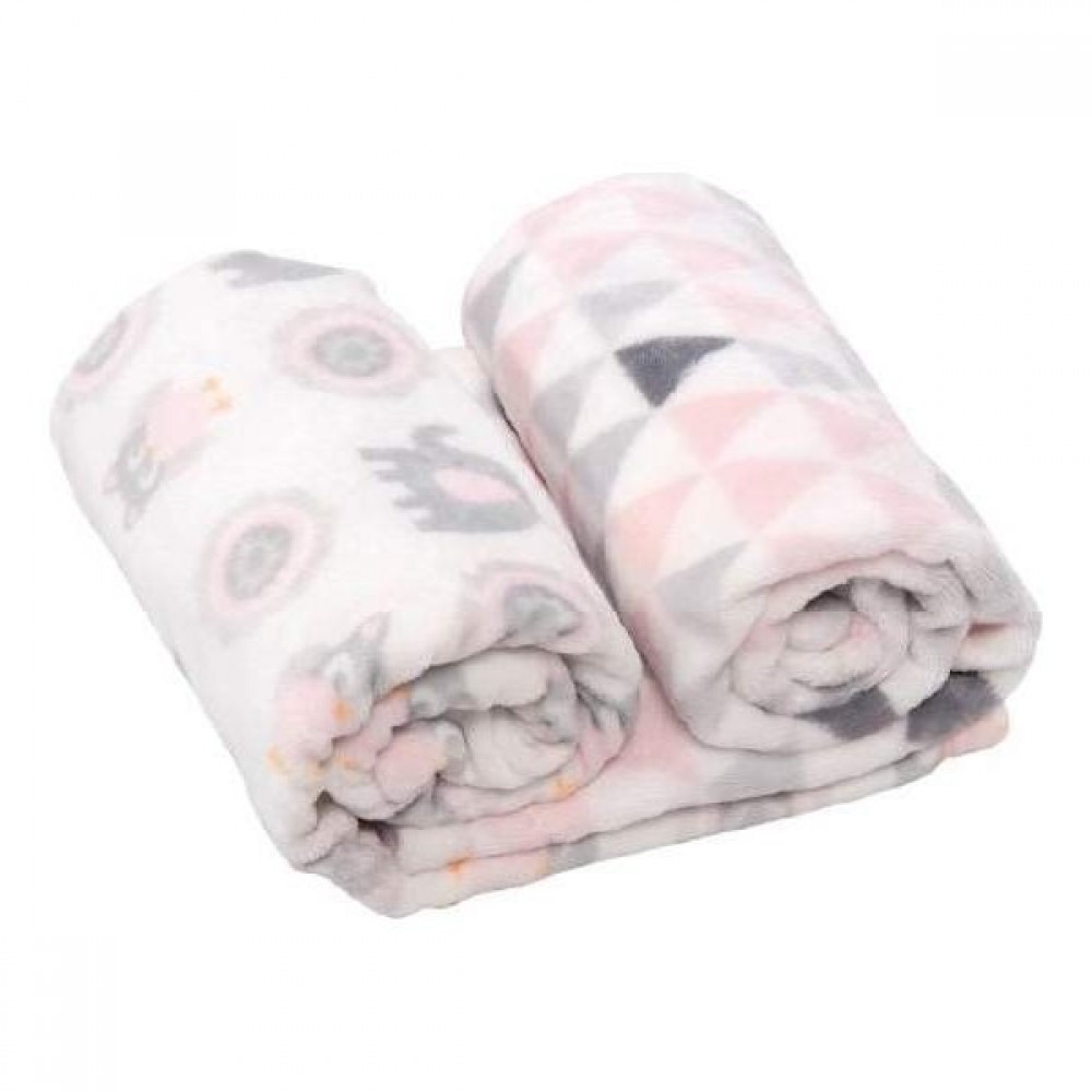 Gift set Coral Fleece ćebence za bebe Pink Owl