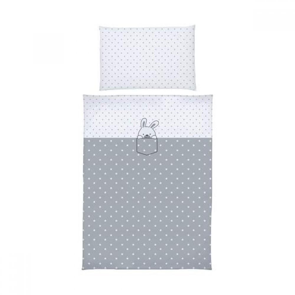 Posteljina za bebe set 2 dela Little Bunnies Grey