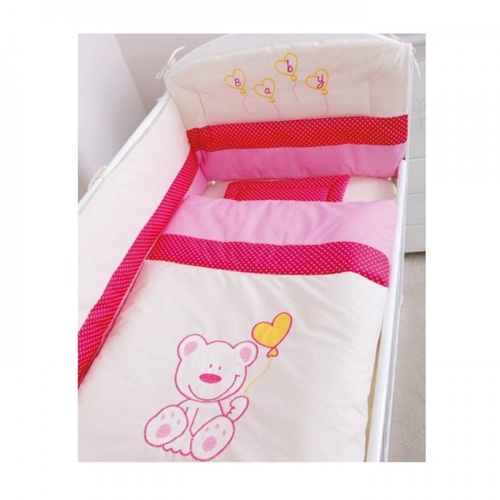 Bebi posteljina sa ogradicom Meda, roza