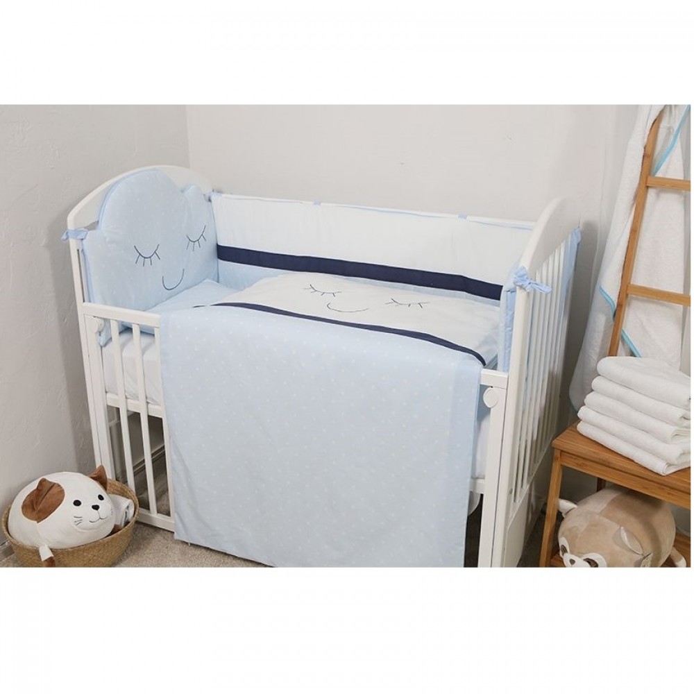 Bebi posteljina sa ogradicom Oblak plava