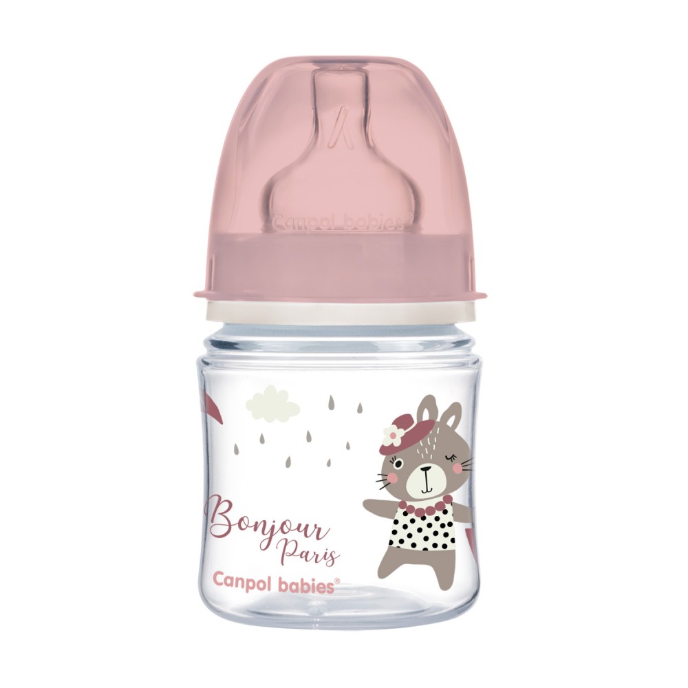 Canpol flašica široki vrat 120ml Bonjour Paris Pink