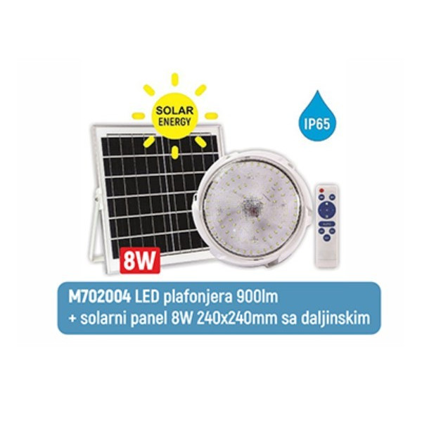 LED plafonjera M702004+solarni panel 8W 240x240mm sa daljinskim 3CCT