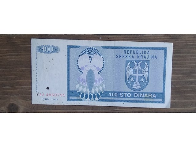 KNIN 100 DINARA 1992