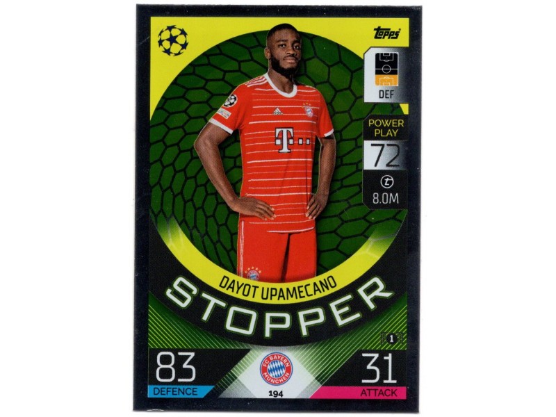 194.Dayot UPAMECANO -FC BAYERN MUNCHEN- TOPPS 2023