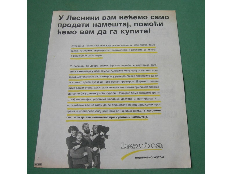 Stara novinska reklama Lesnina