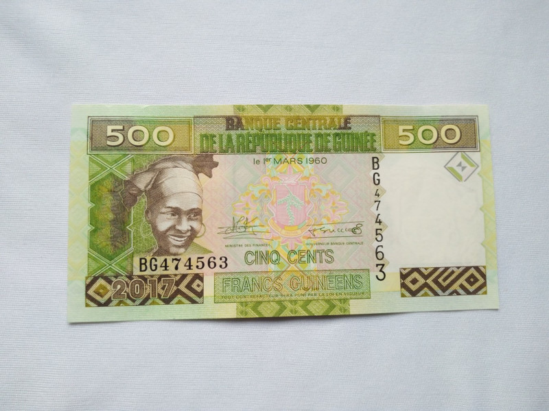 Gvineja 500 francs,2017 god.UNC