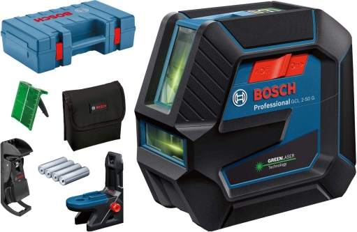 Bosch GCL 2-50 G Kombinovani linijski laser sa zelenim zrakom sa magnetnim nosačem sa štipaljkom + kofer, domet 50m