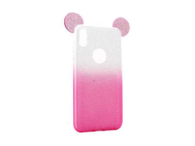 Futrola GLITTER MOUSE za Iphone XS Max srebrno/pink