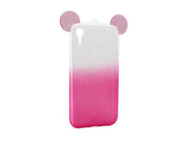 Futrola GLITTER MOUSE za Iphone XR srebrno/pink