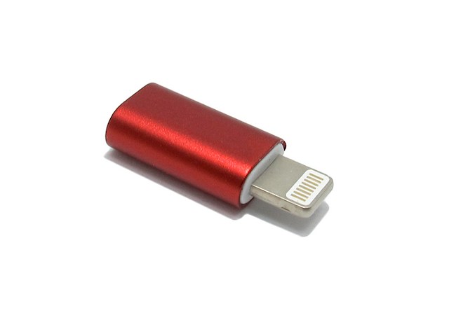 Adapter metalni sa micro na Iphone 5G-5S-SE-6G-6S-6 Plus crveni