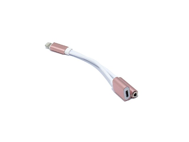 Adapter iPhone 7 na 3.5mm-charging roze