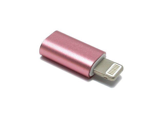 Adapter metalni sa micro na Iphone 5G-5S-SE-6G-6S-6 Plus roze