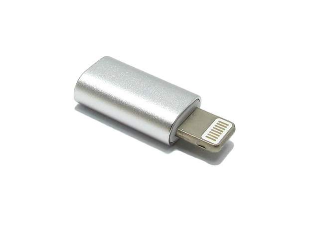 Adapter metalni sa micro na Iphone 5G-5S-SE-6G-6S-6 Plus srebrni