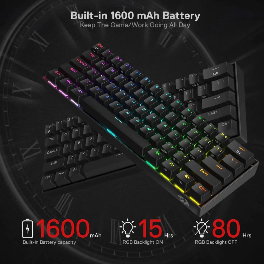 Draconic K530 PRO Mechanical Gaming Keyboard - BT, RGB, Brown switch, Black