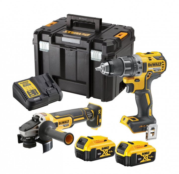 DeWalt akumulatorski set DCK2020P2T – akumulatorska bušilica DCD791 + akumulatorska ugaona brusilica DCG405