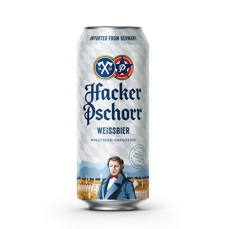 Hacker Pschorr pivo pšenično 0,5l can hacker pschorr
