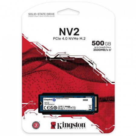 SSD 500 GB KINGSTON SNV2S/500G NV2 series, 3500/2100 MB/s, PCIe NVMe Gen4, M.2 2280