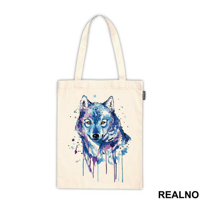 BLUE AND PURPLE WOLF WATERCOLOR PAINTING - ŽIVOTINJE - CEGER