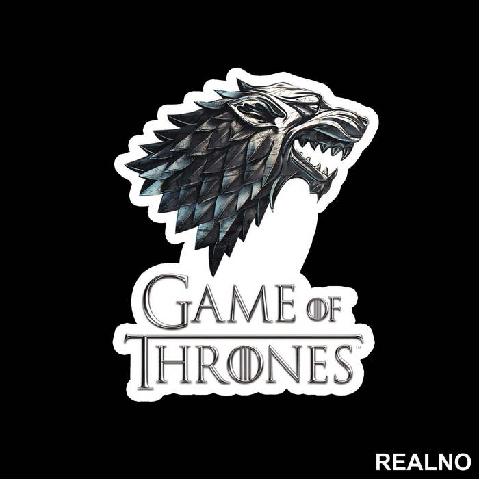 GRAY DIRE WOLF SIGIL - HOUSE STARK - GAME OF THRONES - GOT - NALEPNICA