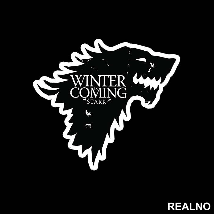 WINTER IS COMING BLACK DIRE WOLF SIGIL - HOUSE STARK - GAME OF THRONES - GOT - NALEPNICA