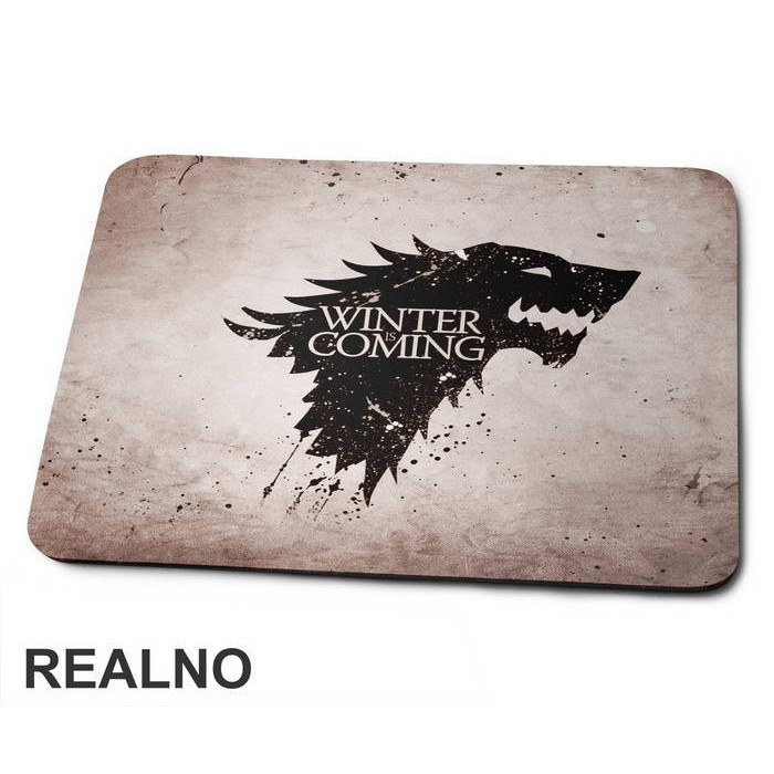 WINTER IS COMING BLACK DIRE WOLF SPLATTER - HOUSE STARK SIGIL - GAME OF THRONES - GOT - PODLOGA ZA MIŠ