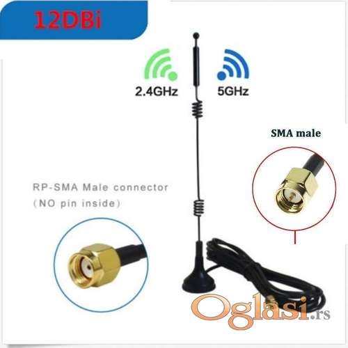 Antena 2.4GHz 5GHZ12DBI Wireless Wifi WLAN m/ž priključak