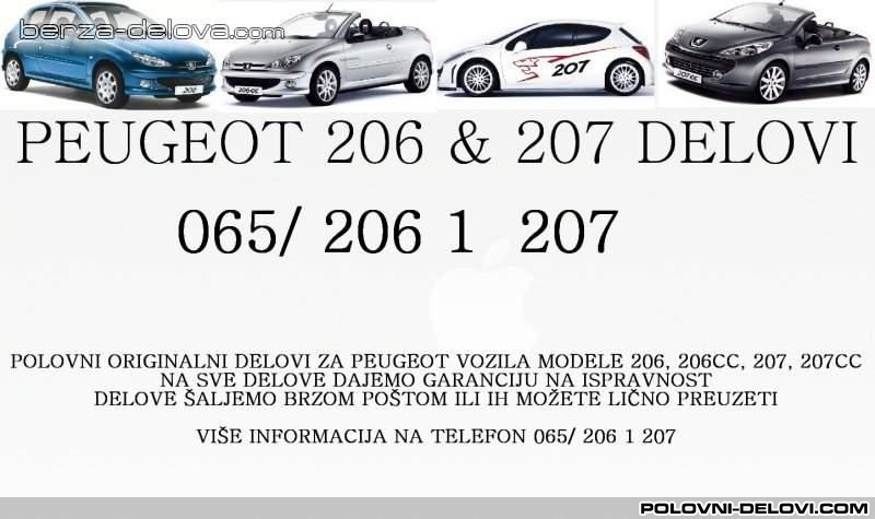 Peugeot 206.308.207. 3008. 1007 Kompletan Auto U Delovima