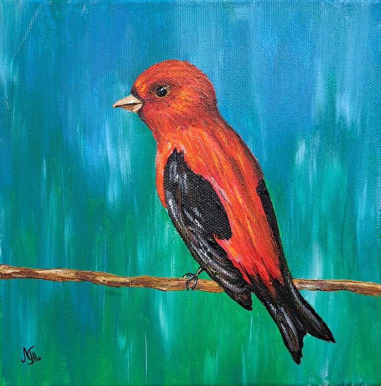 Ptica 3, akril na platnu, 20×20 cm, Tijana L. , sertifikat, 35 eura