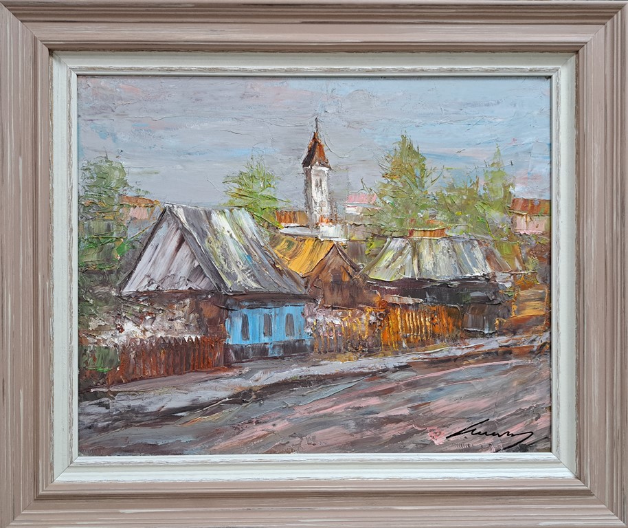 Selo III, ulje na platnu, Ivan Vanja Milanovic, sa 62×52 cm, bez 50×40 cm, sertifikat, 130 evra