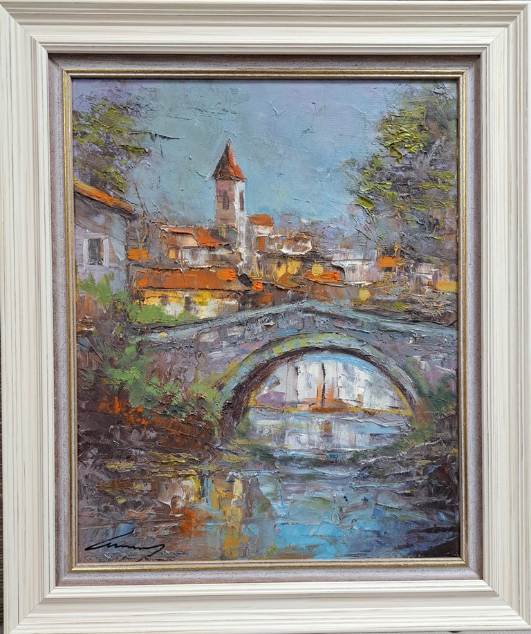 Most III, ulje na platnu, Ivan Vanja Milanovic, sa 62×52 cm, bez 50×40 cm, sertifikat, 130 evra