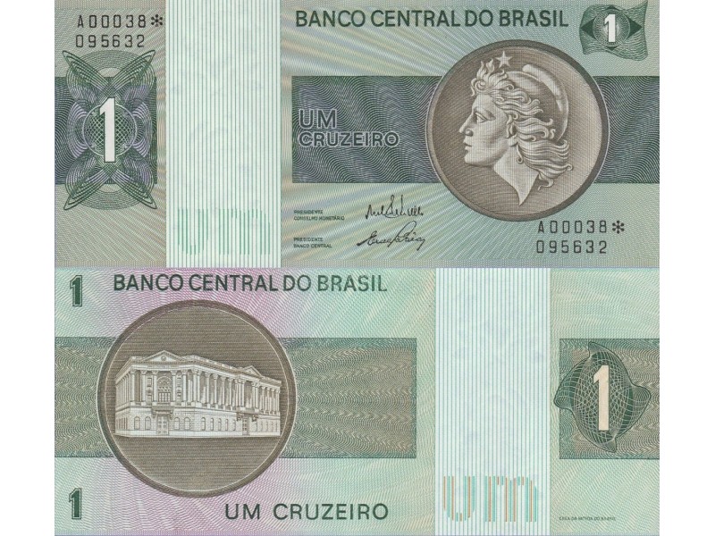 BRAZIL 1 Cruzeiro 1980 UNC, P-191 Ac