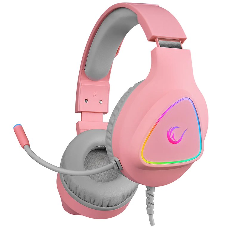RAMPAGE Gejmerske slušalice sa mikrofonom M7 MONCHER RGB Led USB 7.1 roze