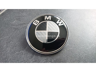 NOV BMW znak za haubu 82mm KARBON CRNI