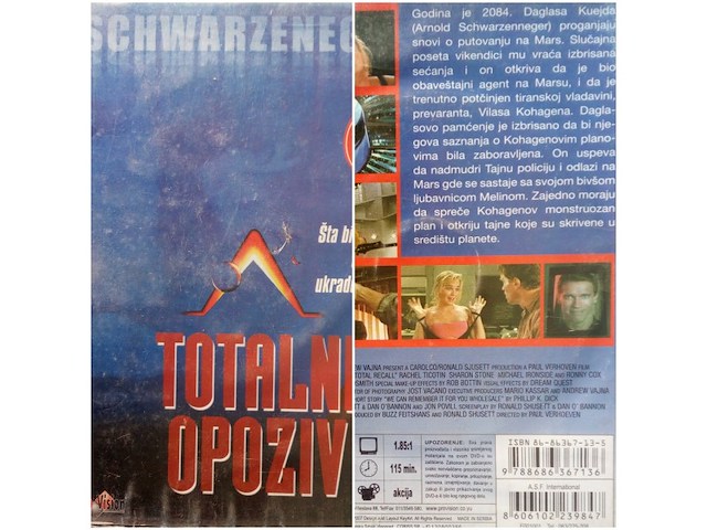 dvd Totalni opoziv .Arnold Schwarzenegger,Sharon Stone