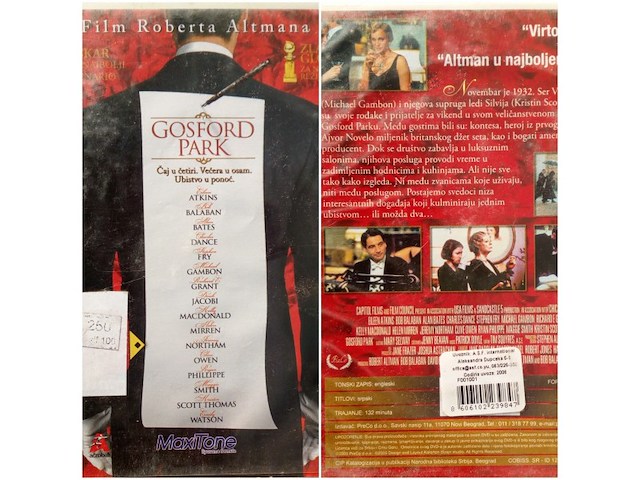 dvd Gosford Park